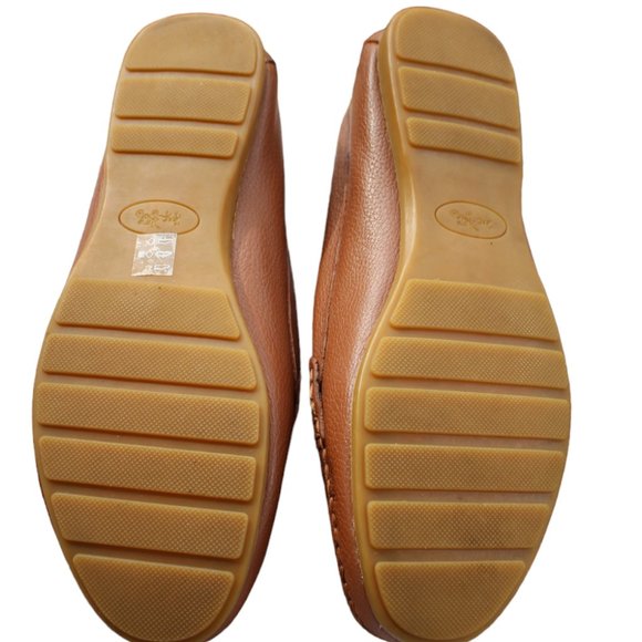 Coach | Shoes | Coach Fredrica Tan Pebbled Leather Loafers Size 75 ...